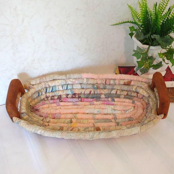 Hand Crafted | Accents | Vintage Handmade Scrappy Woven Braided Large ...